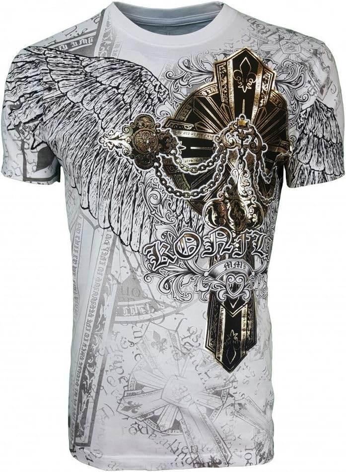 Konflic MMA Gothic T-Shirt Bold Chain Accents, Crew Neck Fit