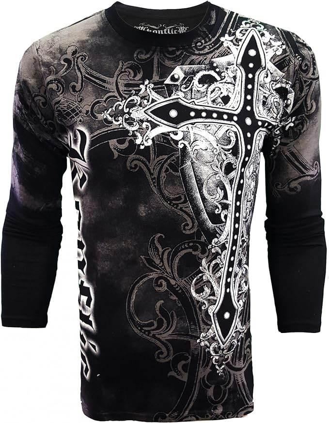 Konflic Mens Giant Cross Long Sleeve